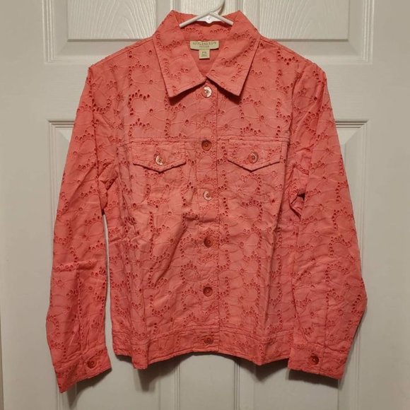 Appleseed's | Tops | Nwt Appleseeds Womens Pink Lace Button Down Blouse ...